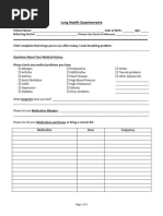 ILD Patient Questionnaire | PDF | Cough | Human Diseases And Disorders