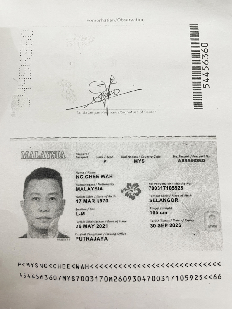 Passport - NG CHEE WAH | PDF