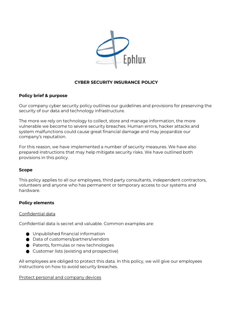 Ephlux - Cyber Security Policy | PDF | Security | Computer Security
