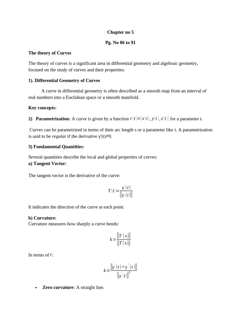Chapter No 5 | PDF | Curve | Curvature