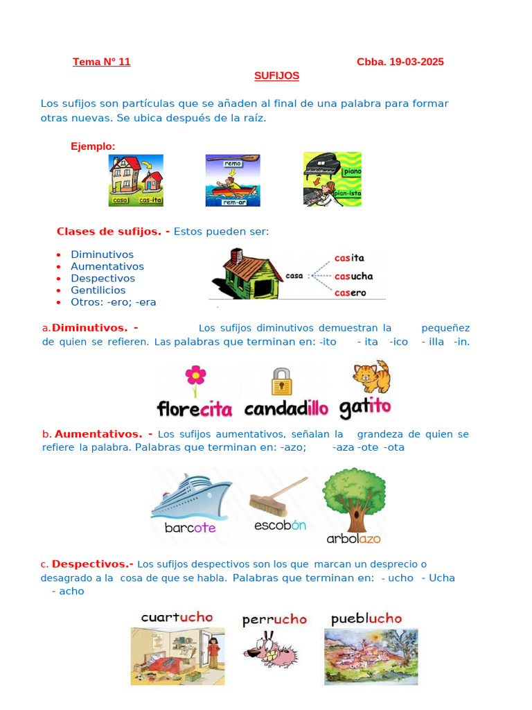 Sufijos y Diminutivos en Español | PDF