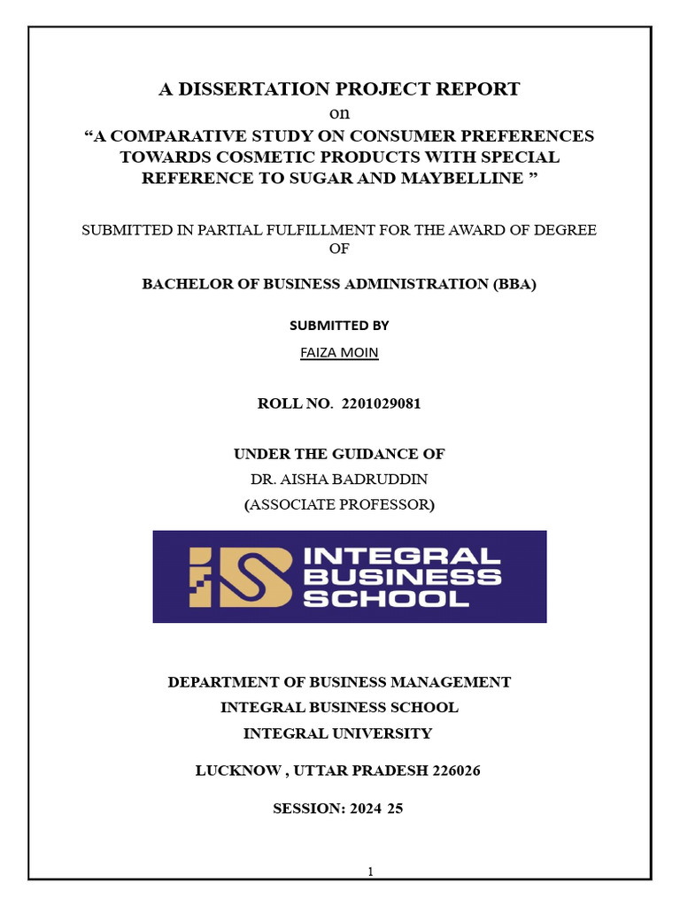 Final File Faiza Moin (1) | PDF | Cosmetics | Consumer Behaviour