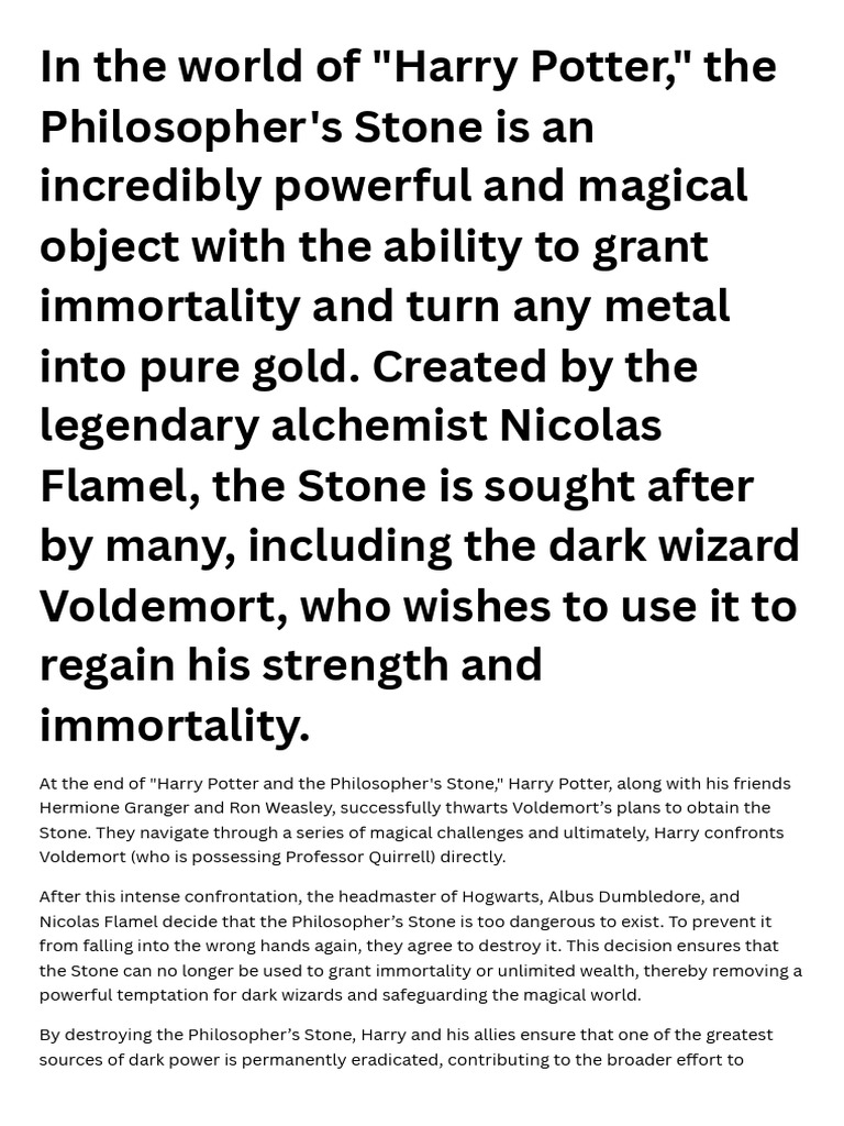 In The World of Harry Potter, The Philosopher's Stone Is An Incredibly ...