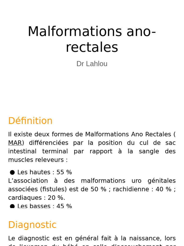 Malformations Ano-Rectales | PDF