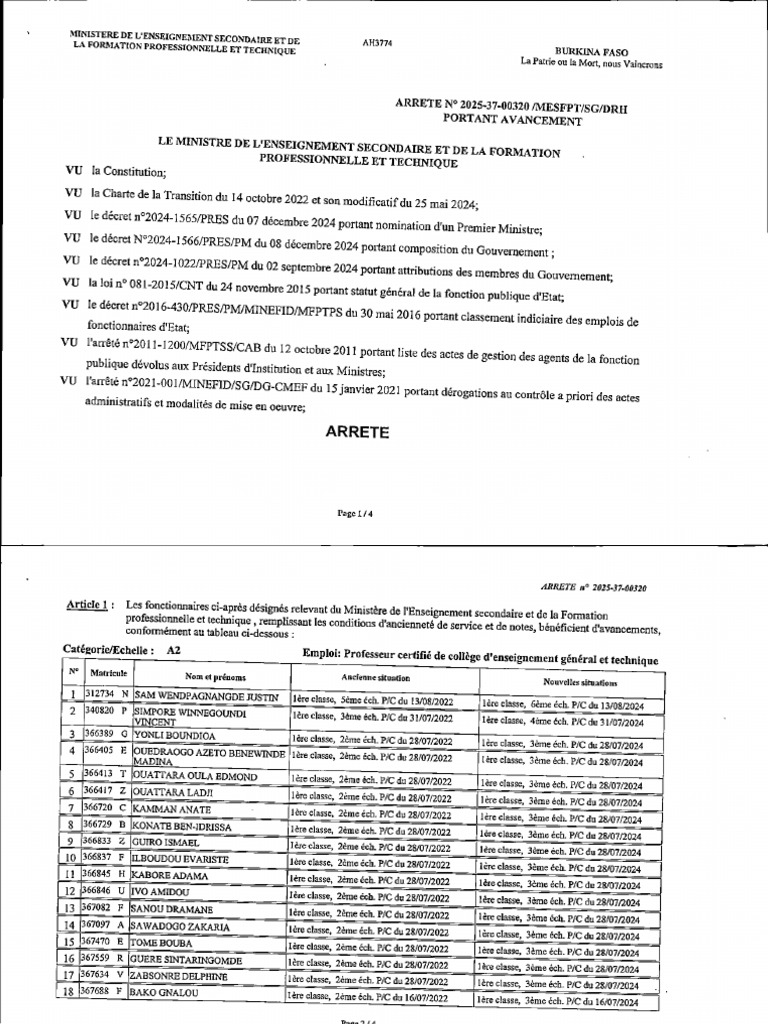 Arrêté D'avancement | PDF