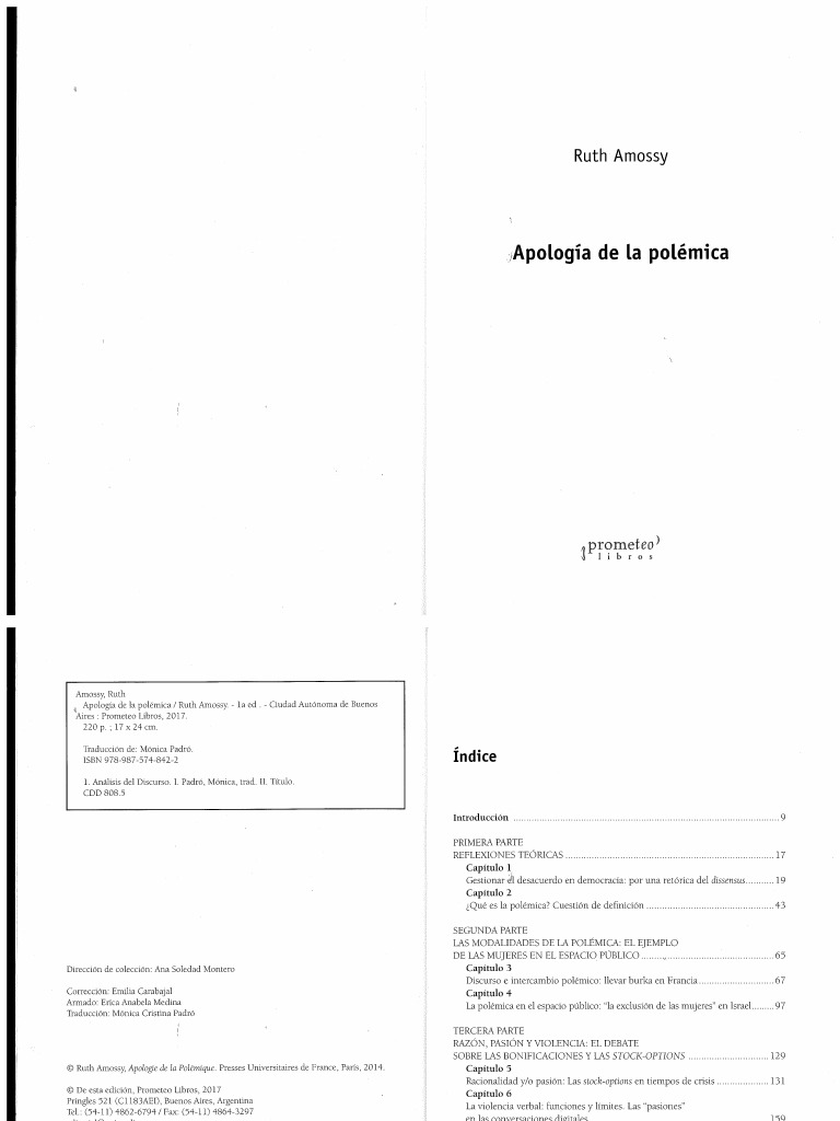 Amossy, R. (2017) - Apologia de La Polémica | PDF