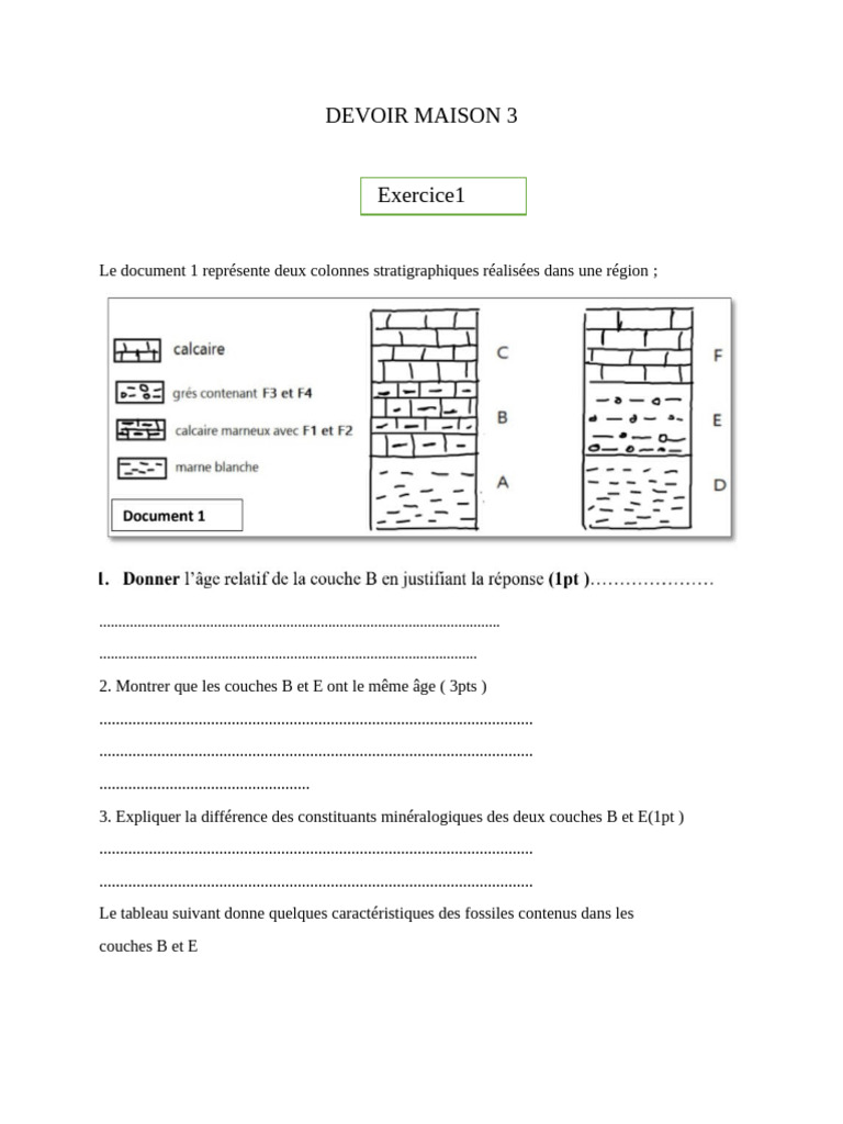 Exercice Corrigé de Stratigraphie | PDF | Géologie | Stratigraphie
