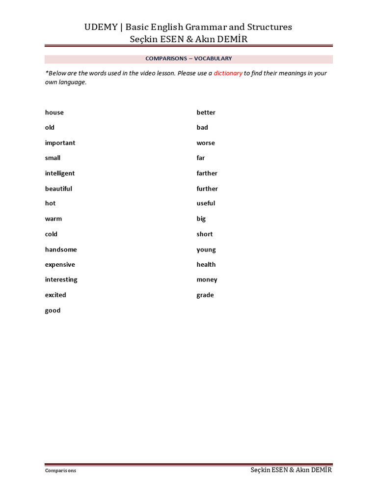 59 - 058-Comparisons-Vocabulary | PDF