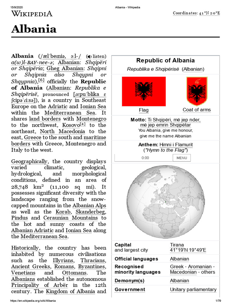 Albania - Wikipedia | PDF | Albania | Albanians