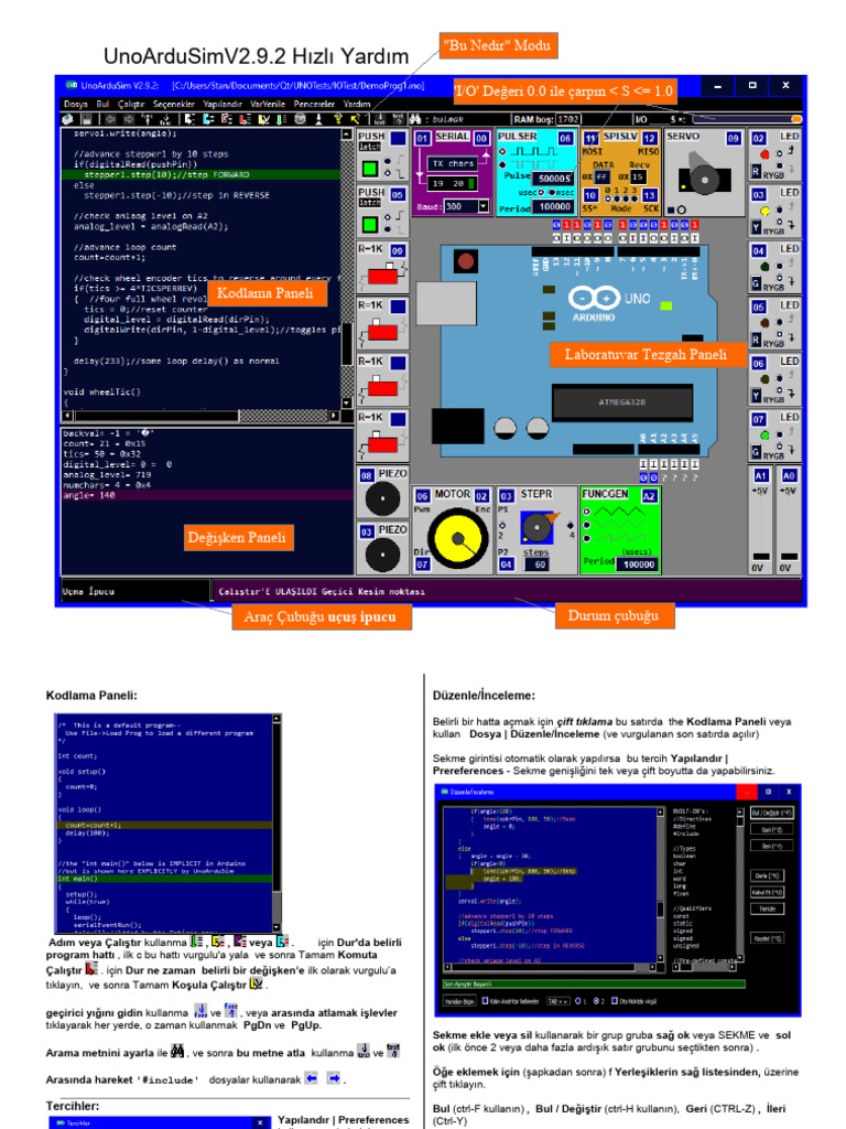 UnoArduSim QuickHelp TR | PDF