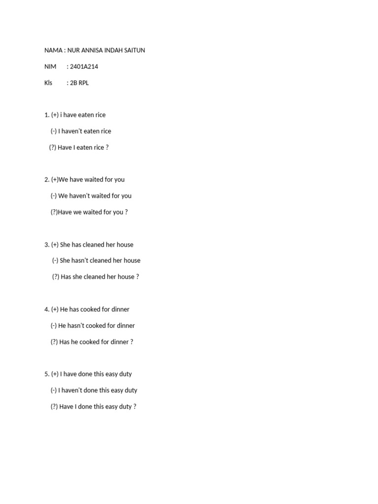 Tgs Ke 1 Bhs Inggris (Nur Annisa Indah Saitun) | PDF