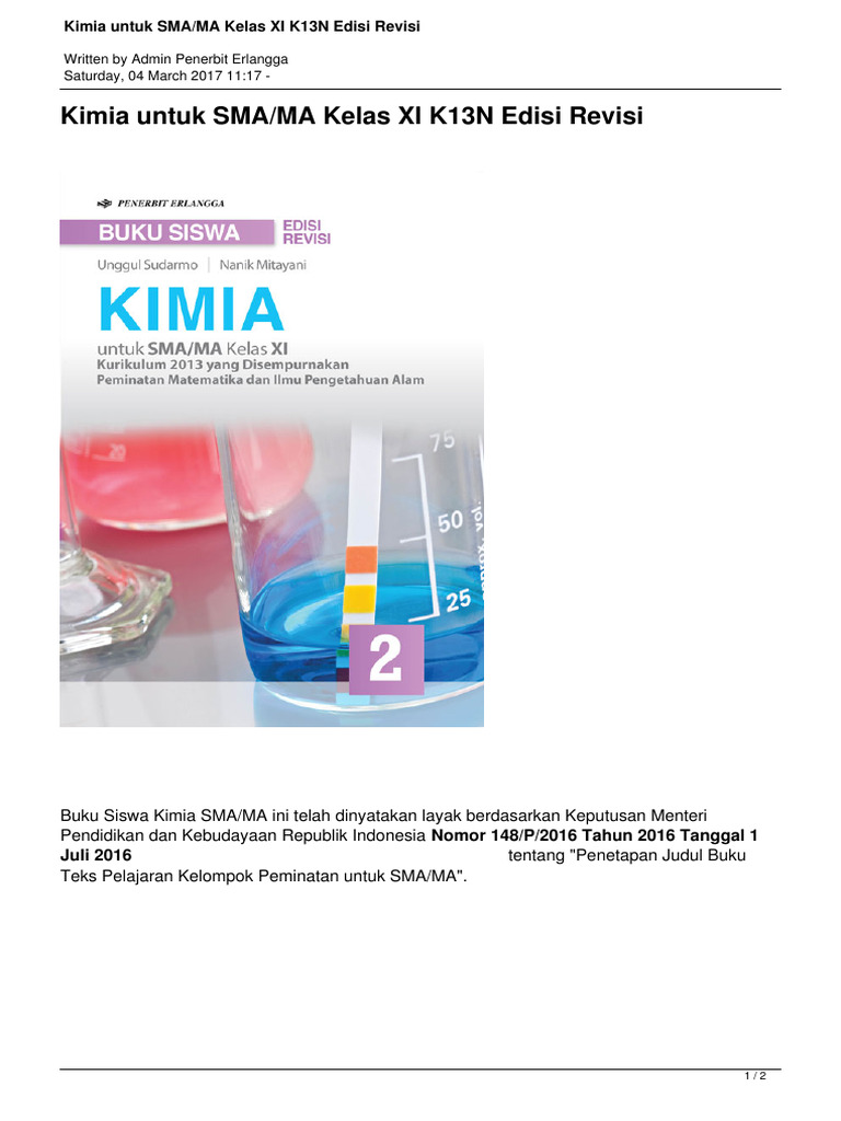 Kimia Untuk Smama Kelas Xi k13n Edisi Revisi | PDF