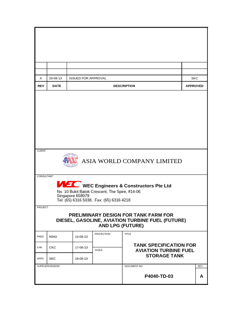P4040-TD-03 - Tank Specification for ATF Tank | PDF