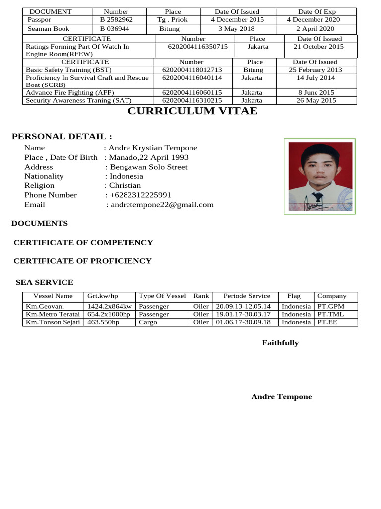 Curriculum Vitae: Personal Detail | PDF
