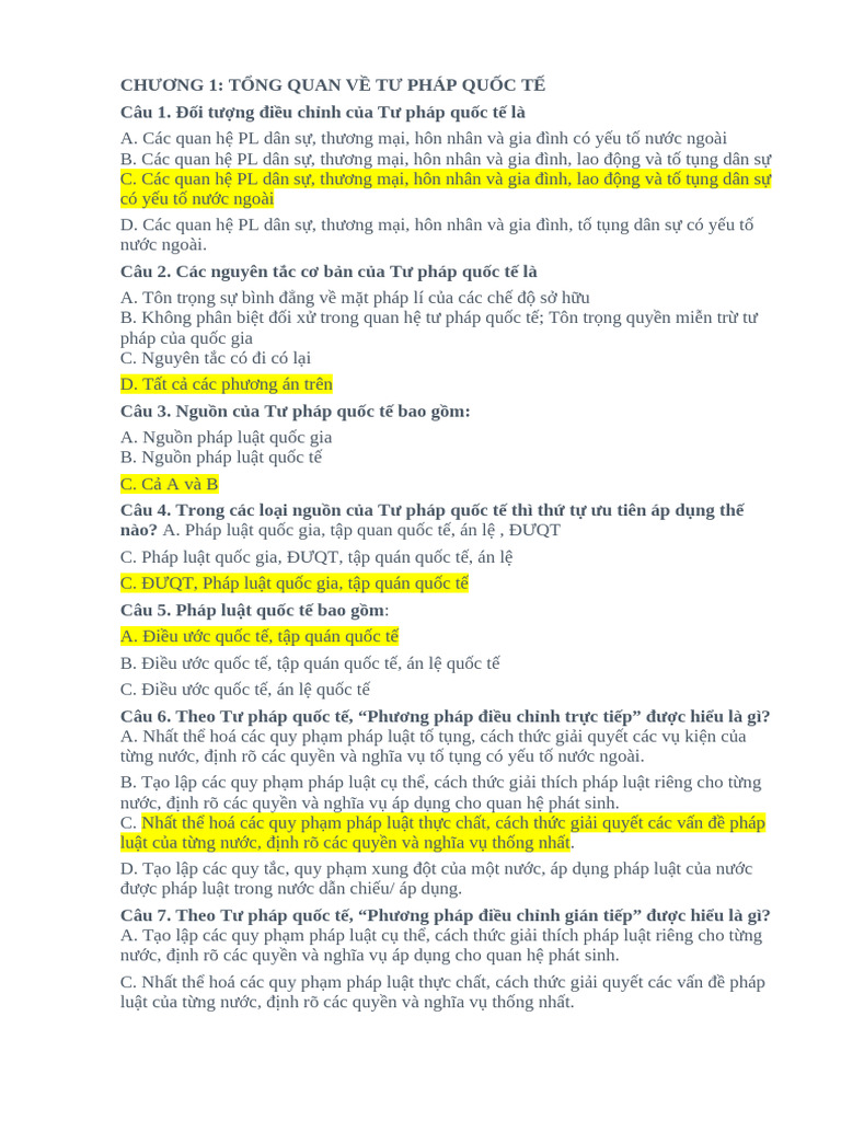 Trắc nghiệm TPQT | PDF