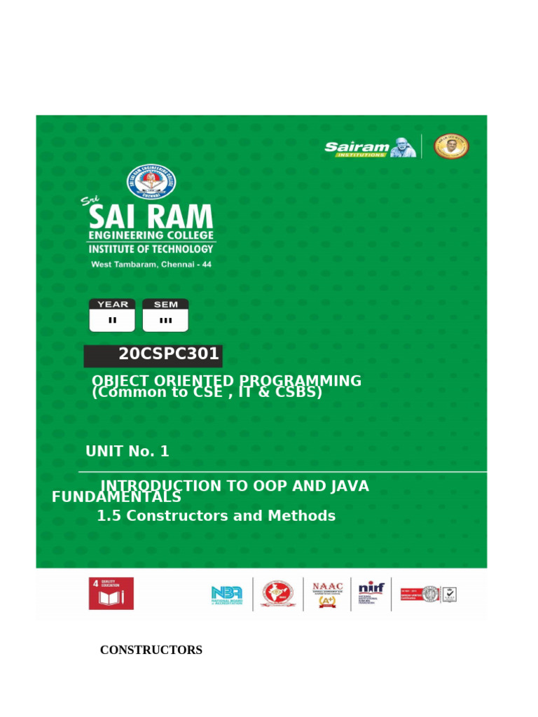 1.5 Study Materials Constructors, Methods | PDF | Constructor (Object ...