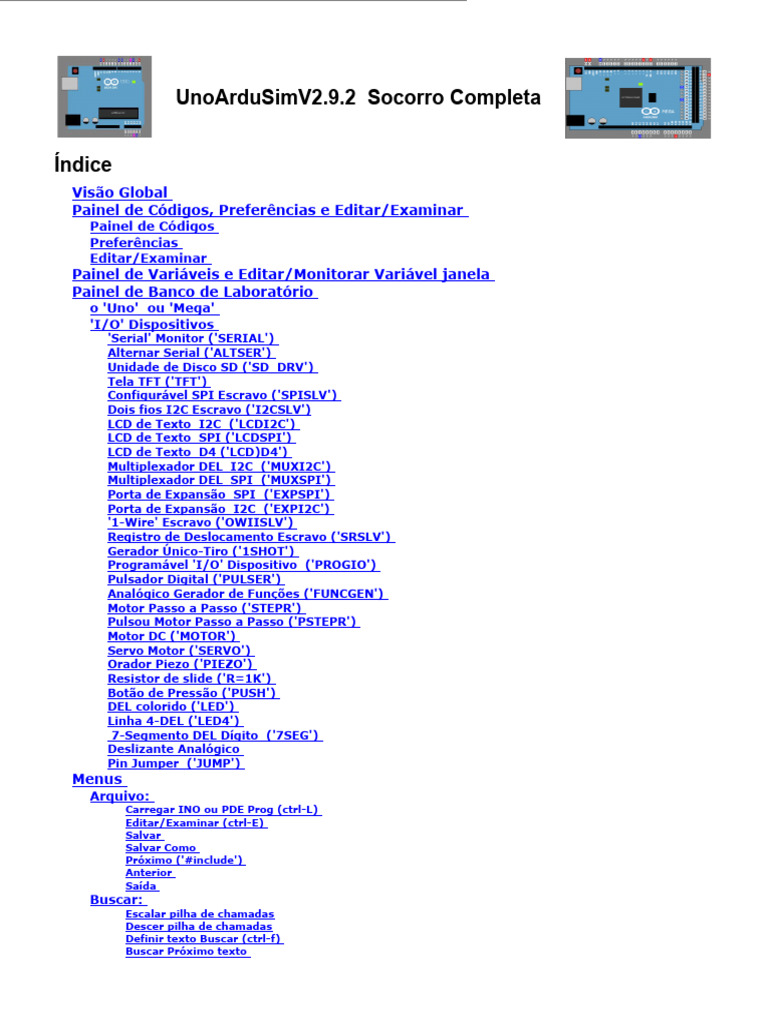 UnoArduSim_FullHelp_pt | PDF | Janela (informática) | Arduino