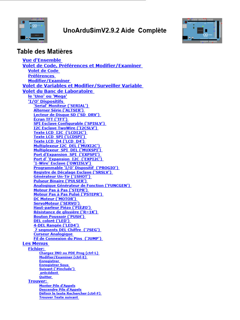 UnoArduSim FullHelp FR | PDF | Programme informatique | Programmation