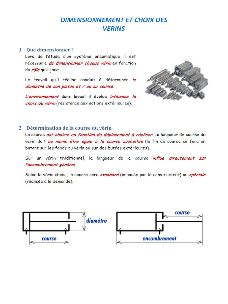 Dimensionnement Et Choix Du Vérin | PDF