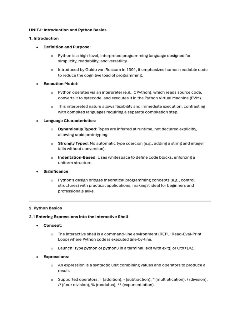 PROGRAMMING IN PYTHON - Unit1,2 | PDF | Boolean Data Type | Control Flow