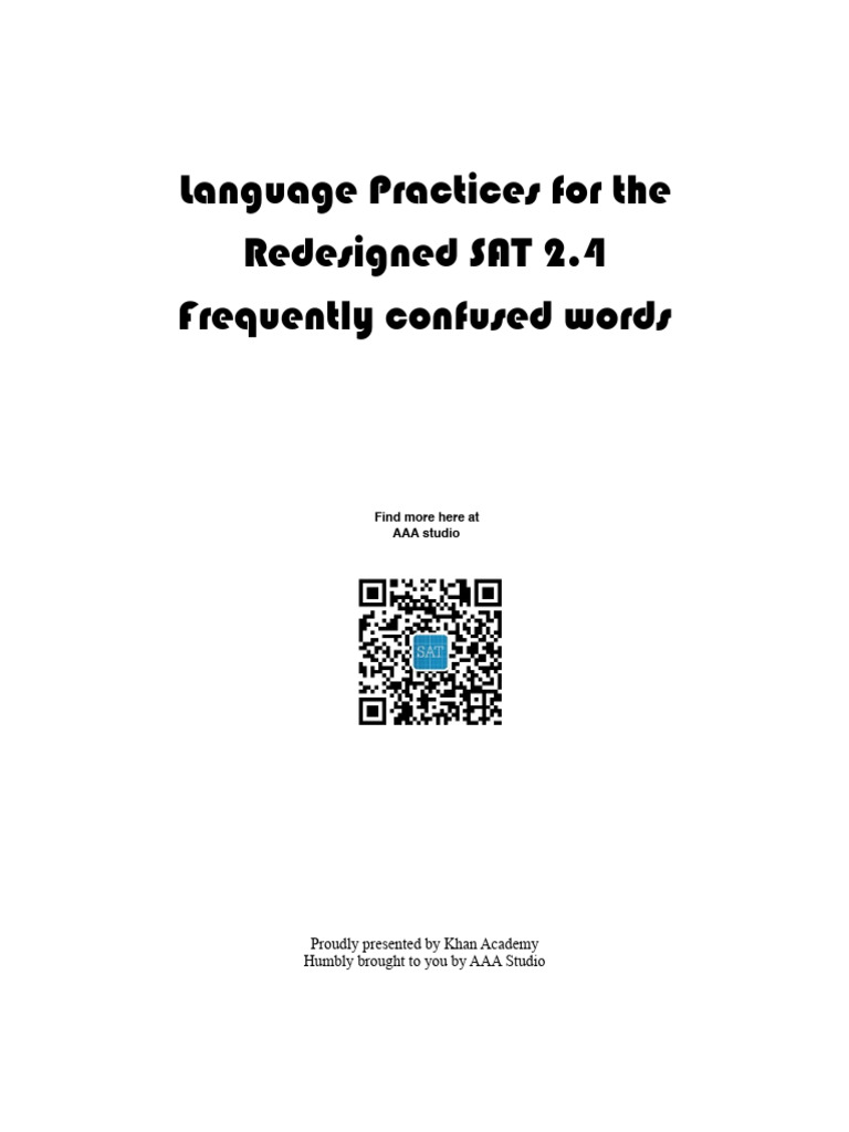 SAT Language Practice: Common Confusions | PDF