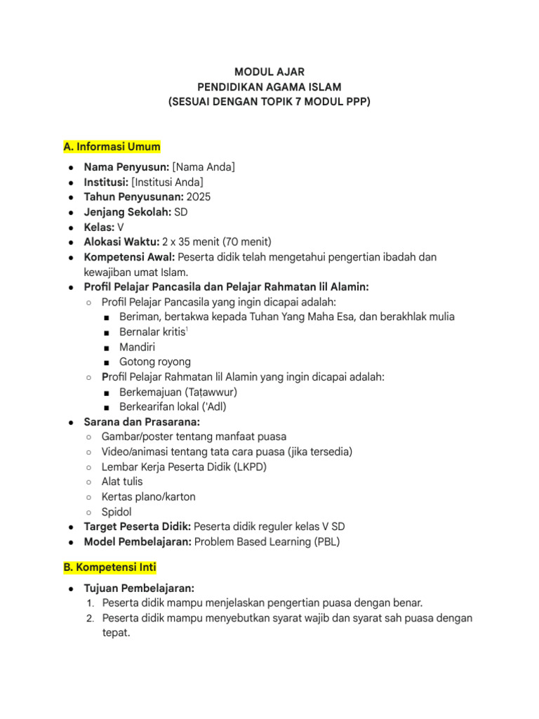 Modul Ajar PPP | PDF