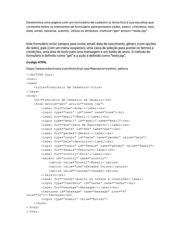 Exercicios HTML | PDF | Html | Informática