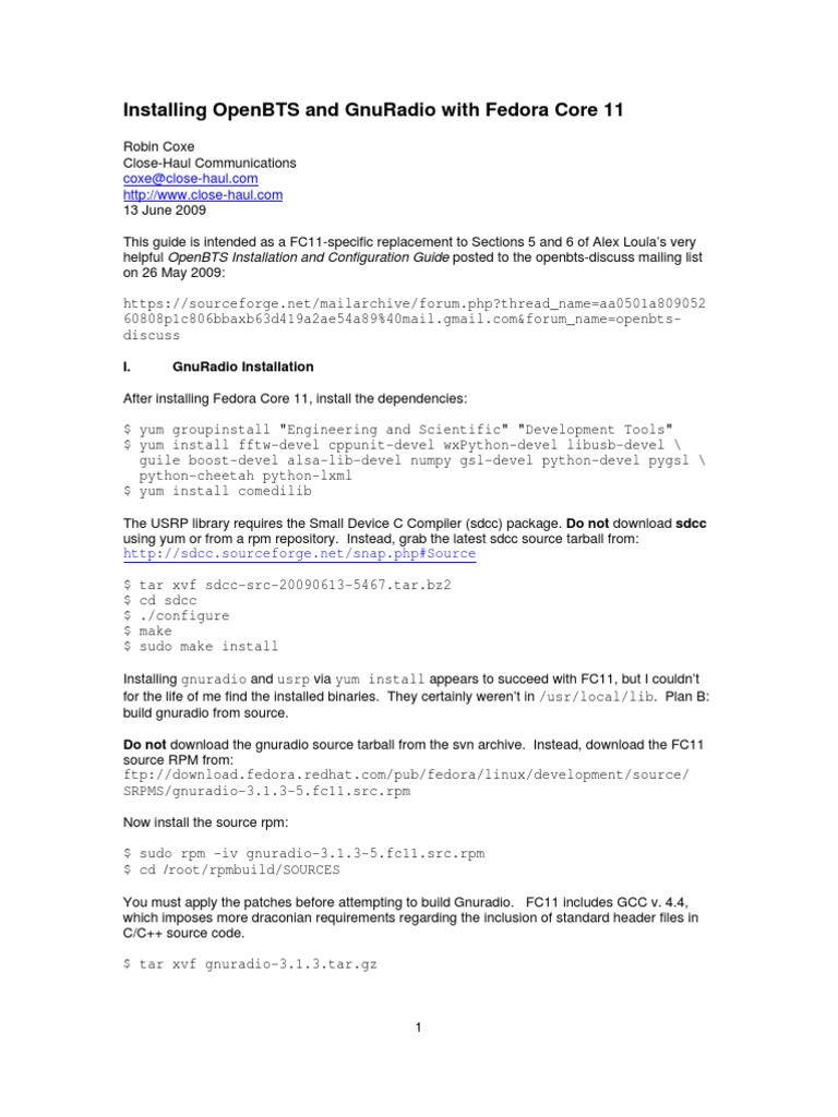OpenBTS and GnuRadio Setup Guide | PDF | Operating System Technology ...