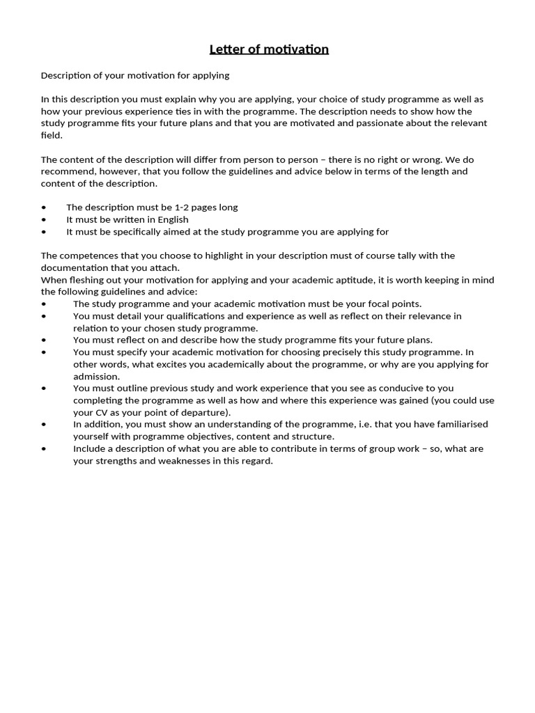 Crafting a Compelling Motivation Letter | PDF