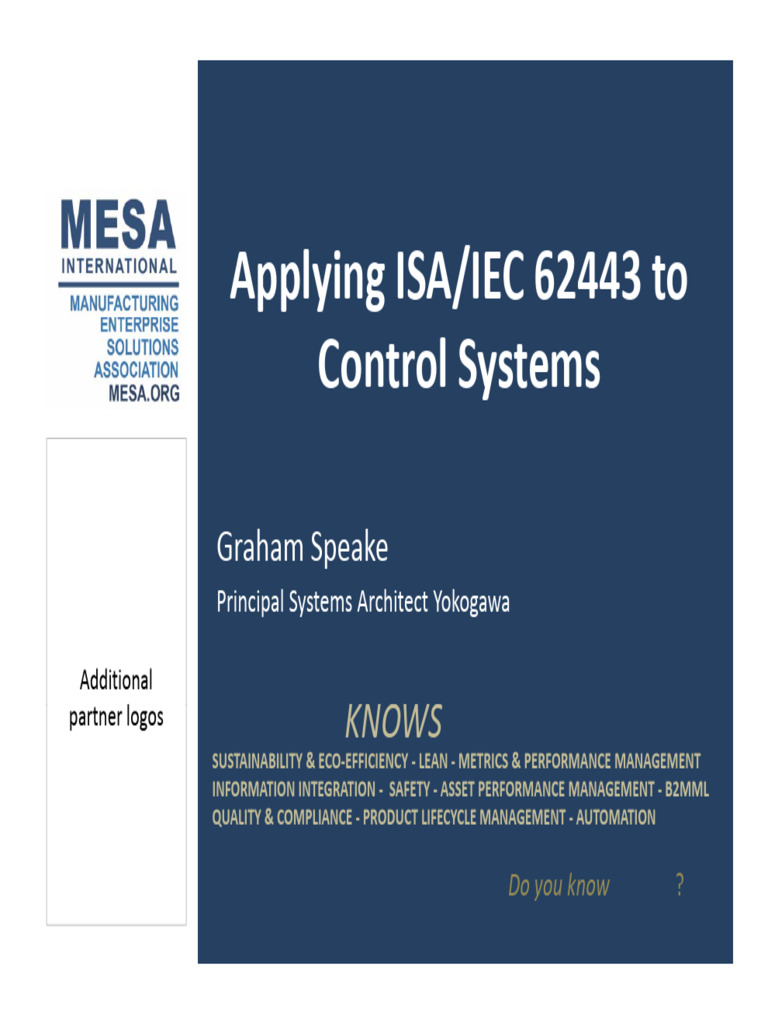 Applying ISA-IEC 62443 To Control Systems - Yokogawa (PDFDrive) | PDF | Software Development | Valve