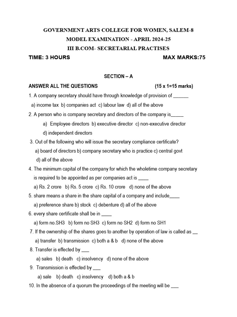 S. P Question Paper | PDF