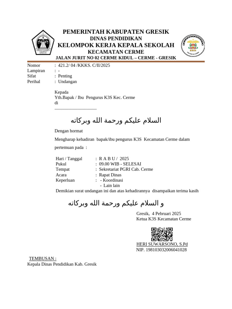 Undangan Dinas Pengurus | PDF