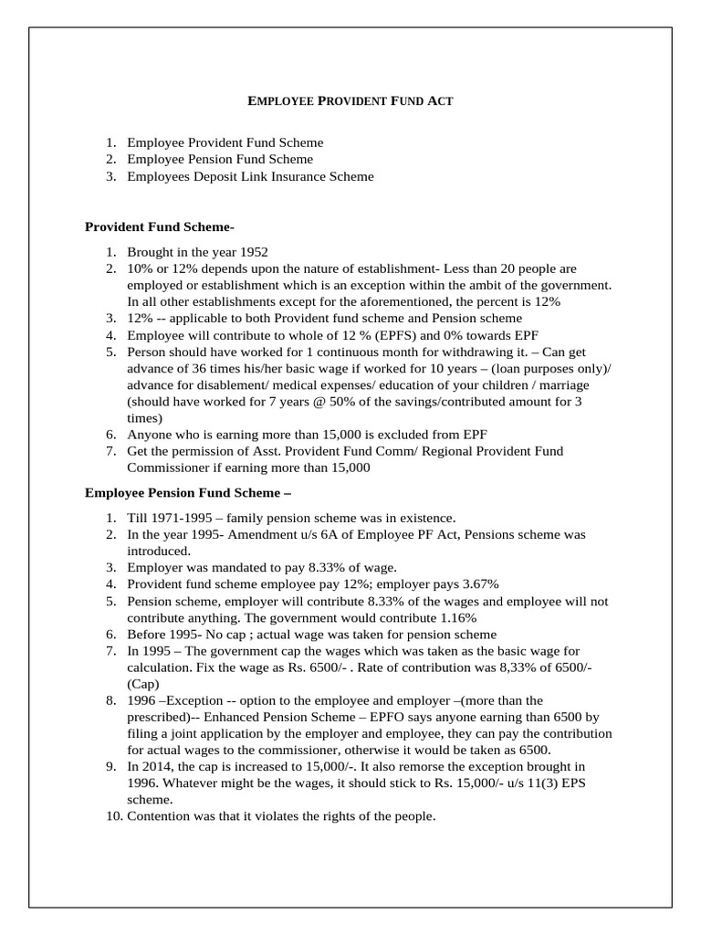 Employee Provident Fund Act (1) | PDF | Employment | Pension