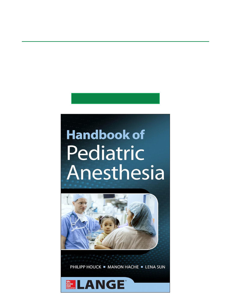 Handbook of Pediatric Anesthesia (Lange Medical Books) - 1st Edition ...