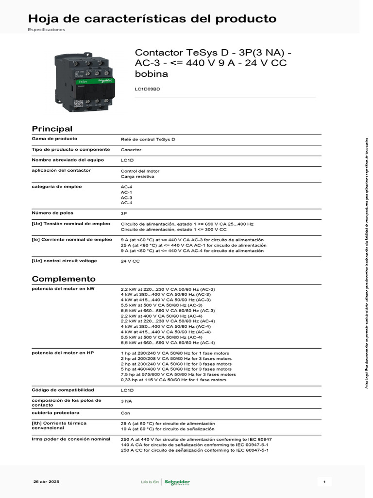 Schneider Electric - TeSys-D-TeSys-Deca-Control-tallas-1-2-y-3 ...