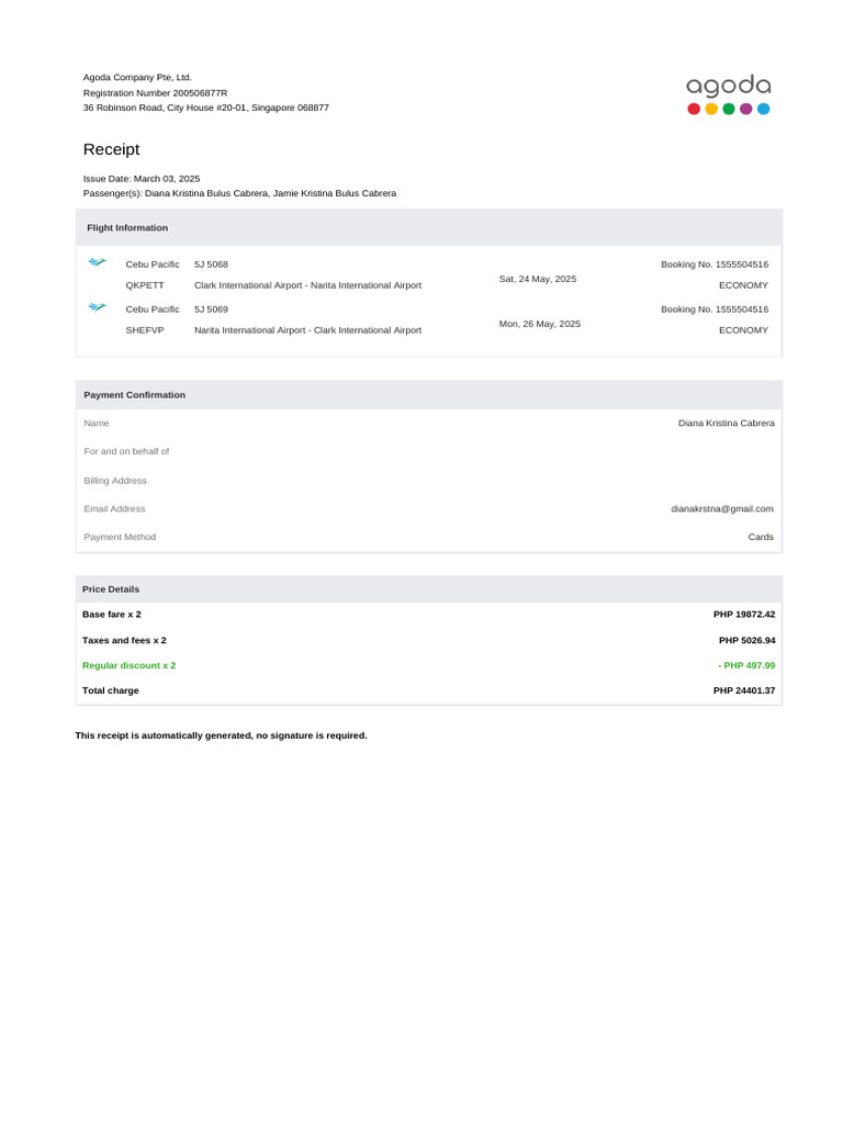 Tokyo 2025 Receipt | PDF