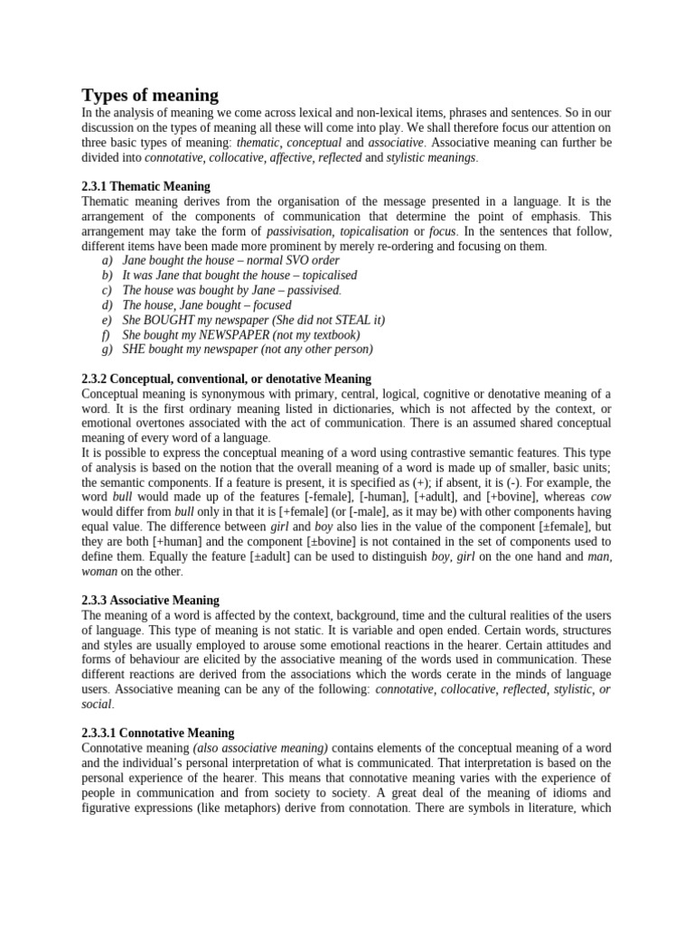 BLL 220 Types of Meaning | PDF | Semantics | Semiotics