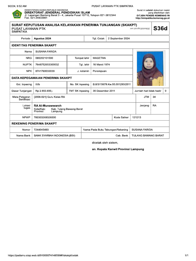 Susana Farida - Skakpt Agustus | PDF