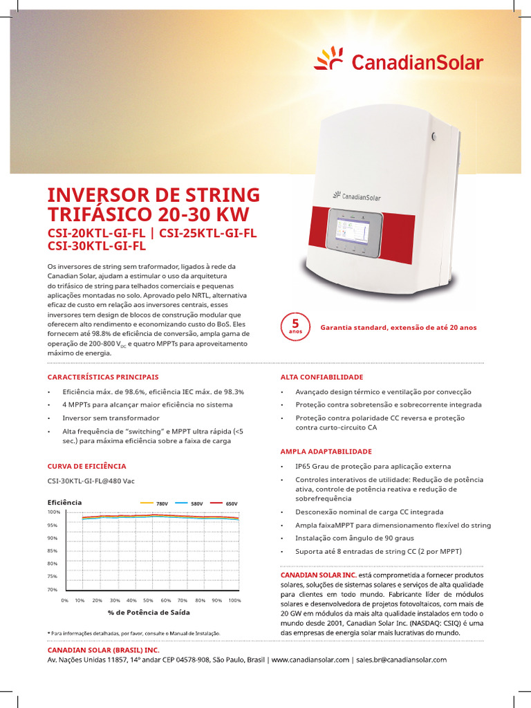 Canadian Solar Datasheet Three-Phase 20-30K V1.1 E1 SA A4 PT | PDF ...