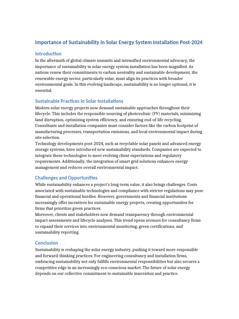 Sustainability_in_Solar_Energy_Post_2024 | PDF | Sustainability | Life ...