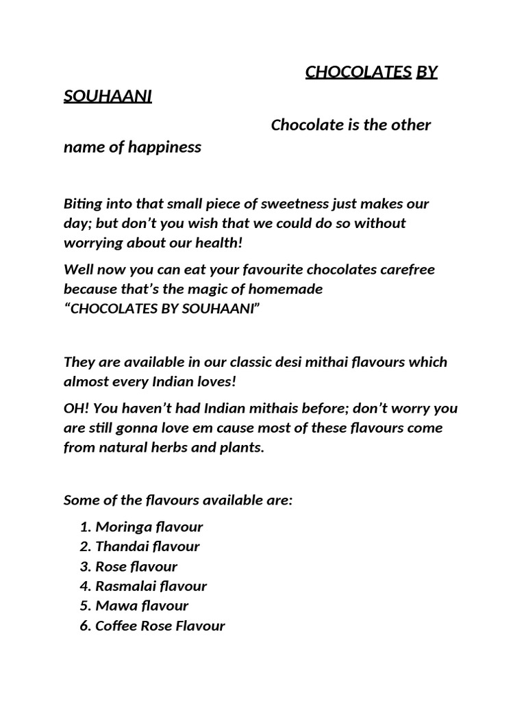 Chocolates Pdf