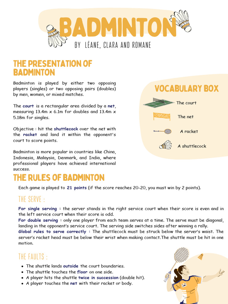 Badminton Rules and Gameplay Guide | PDF | Ball Games | Indoor Sports