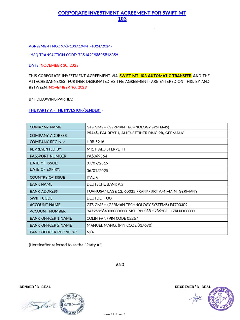 Doa Swift MT 103 Automa 193Q | PDF | Lawsuit | Justice