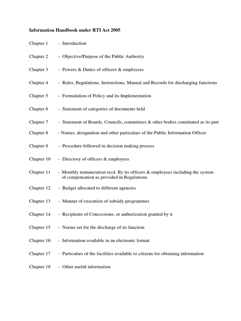 RTI Act 2005 Information Handbook | PDF | Disability | Intellectual ...