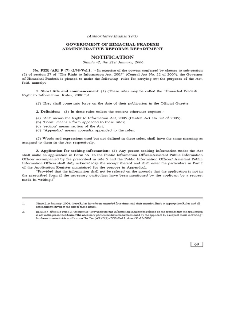 RTI Rules2006 Eng 71858795 | PDF | Appeal | Affidavit