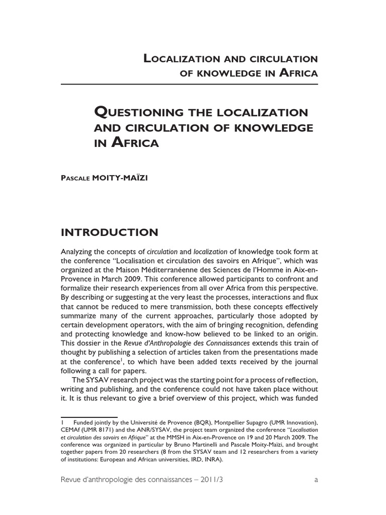 Questioning The Localization and Circulation of Knowledge in Africa ...