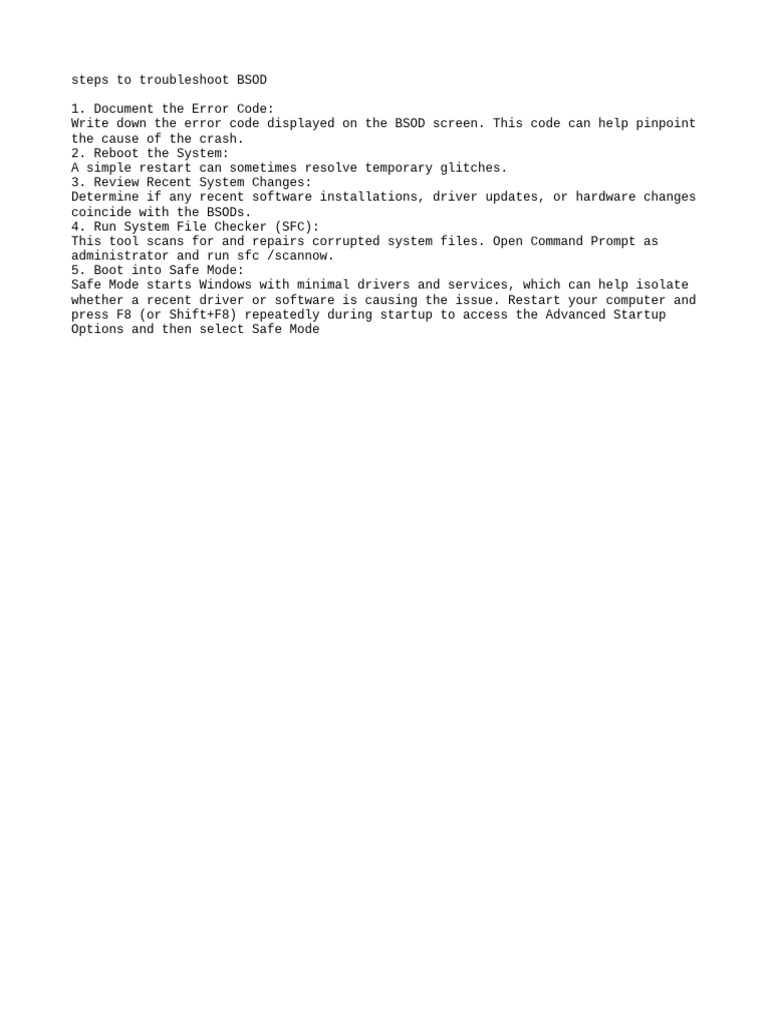 Troubleshooting BSOD: Step-by-Step Guide | PDF