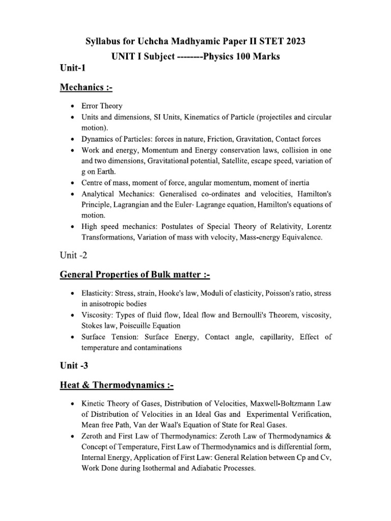 Bihar Tet Syllabus | PDF