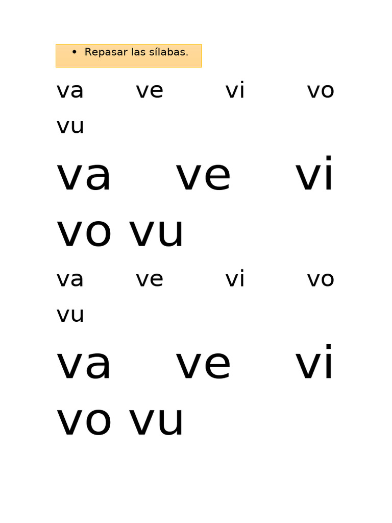 Fonema V y Sílabas | PDF