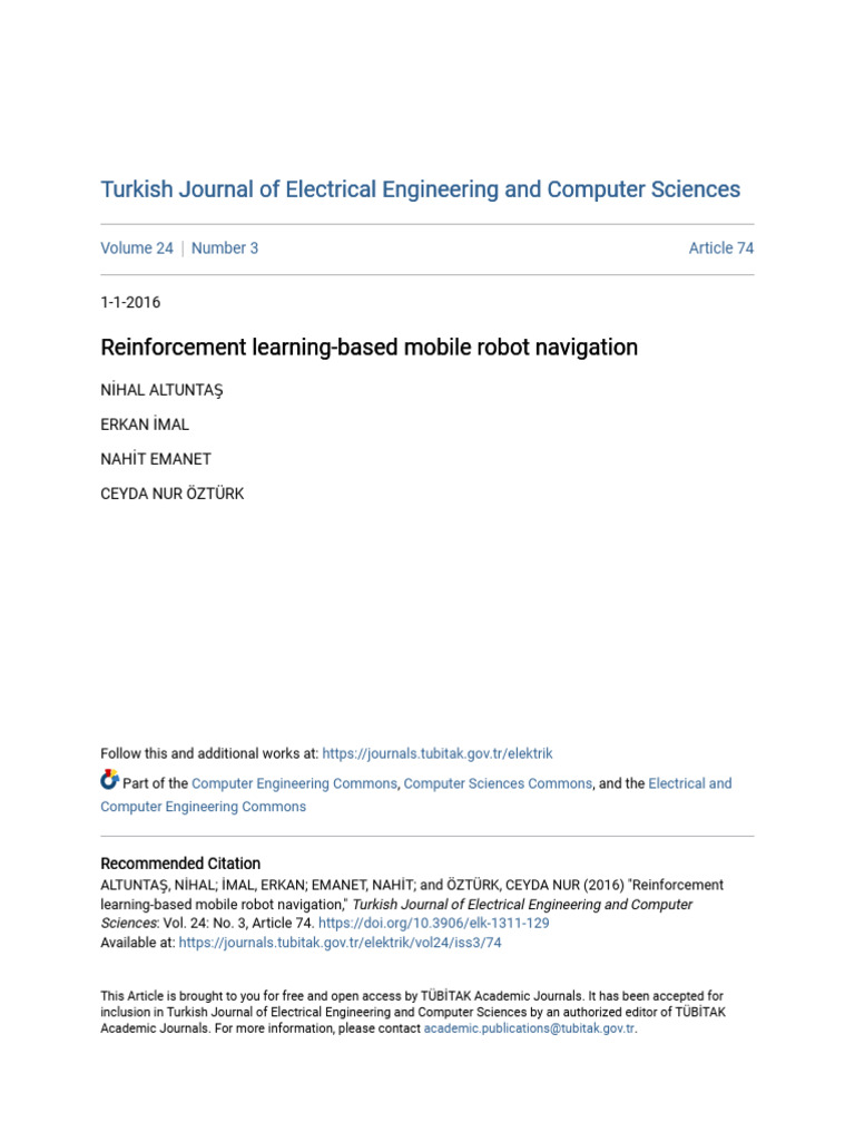 Reinforcement Learning-Based Mobile Robot Navigation | PDF | Applied Mathematics